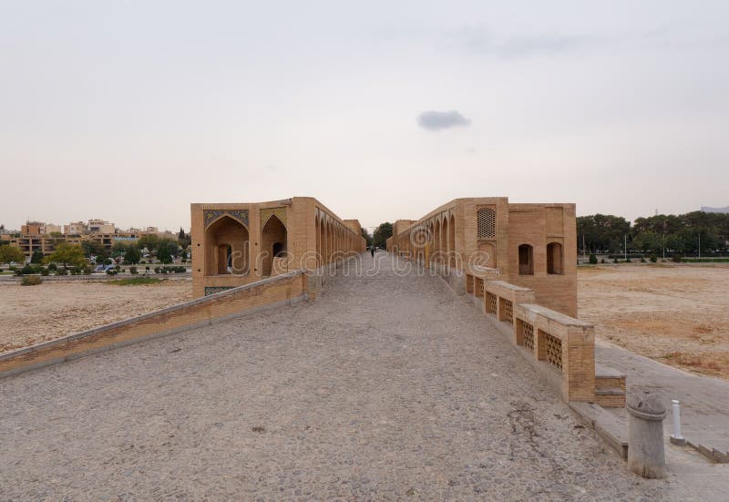 Khaju Bridge on the Zayanderud River in Isfahan, Iran. Stock Photo ...