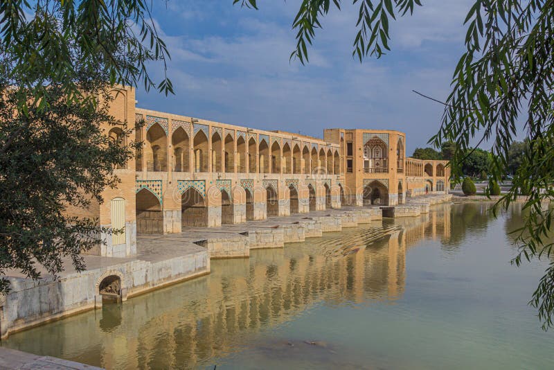 Khaju (Khajoo) Bridge in Isfahan, Ir Stock Image - Image of corridor ...