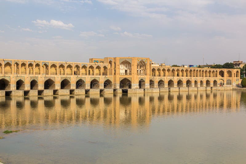 Khaju (Khajoo) Bridge in Isfahan, Ir Stock Photo - Image of iranian ...