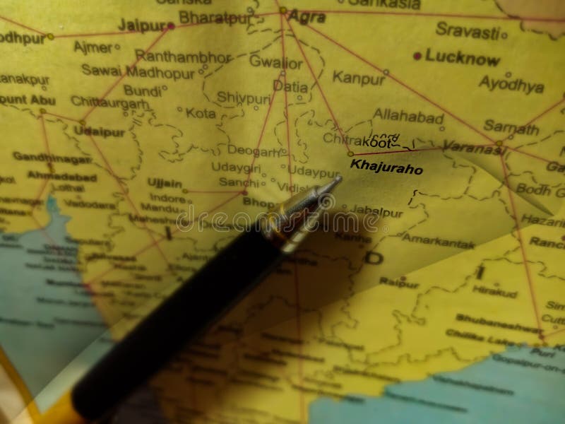 Khajuraho City Presentation on Geographic Map in India 库存照片 - 图片 包括有 聚会 ...