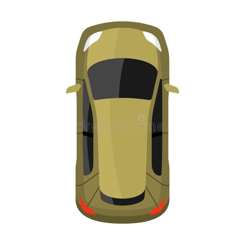Khaki Car Top View Vector Illustration. Hatchback Car Illustration ...