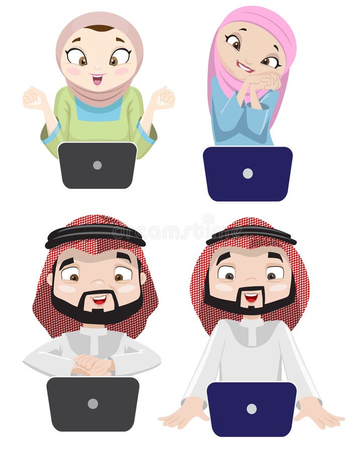 Khaliji Men Icons in Standing Positions Stock Vector - Illustration of ...