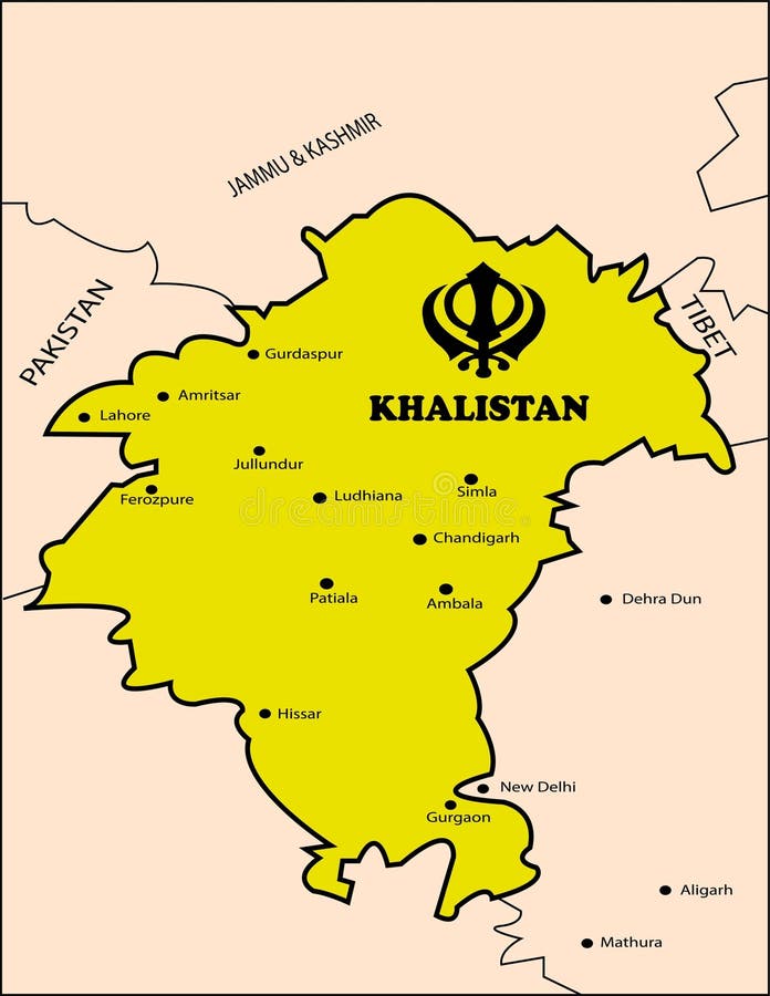Khalistan Map stock vector. Illustration of sikhs, khalistan - 307695318