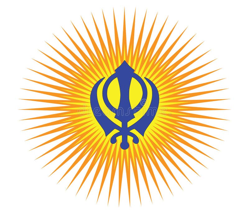 The Main Symbol of Sikhism – Sign Khanda. Red and Gold Gradient Rays ...