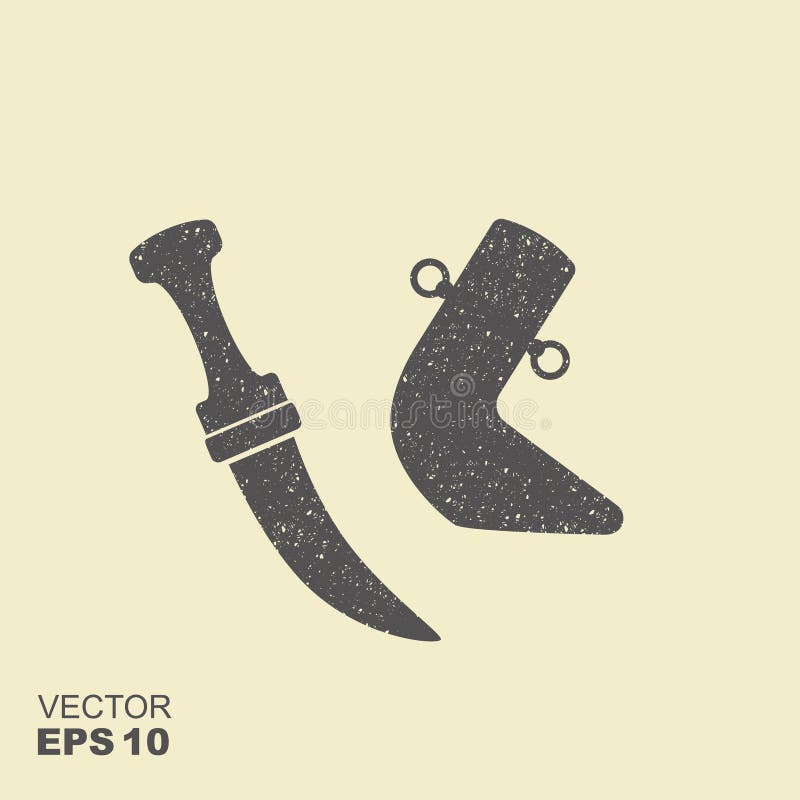 Khanjar Traditional Arabian Dagger. Flat Vector Icon Stock Vector ...