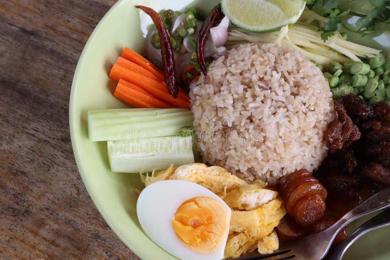 Khao Kluk Kapi. Rice Mixed with Shrimp Paste Stock Photo - Image of ...