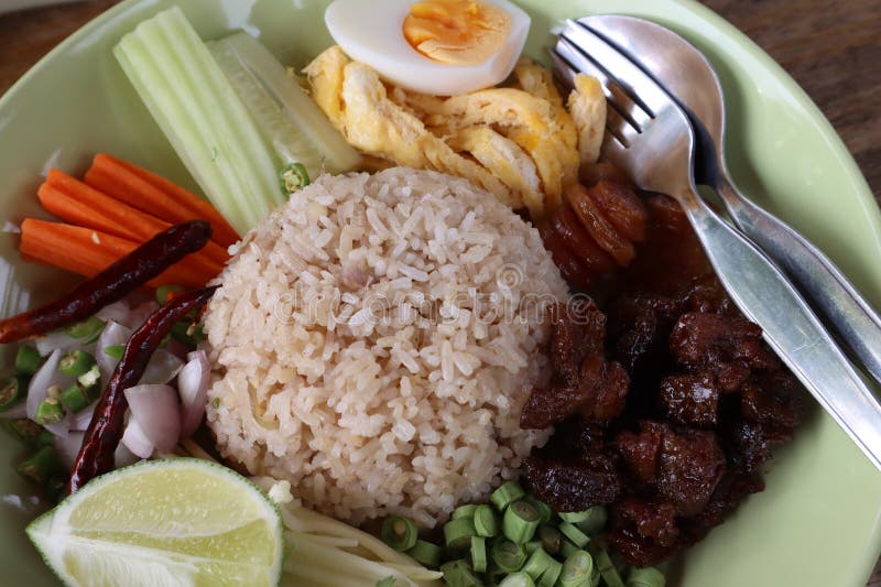 Khao Kluk Kapi. Rice Mixed with Shrimp Paste Stock Image - Image of ...