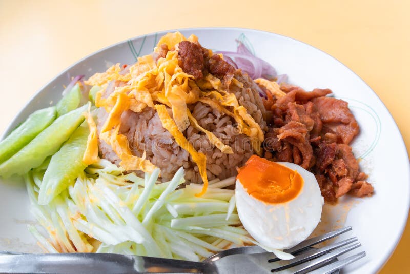 Khao Kluk Kapi, Thai Fried Rice with Fermented Shrimp Paste Stock Photo ...