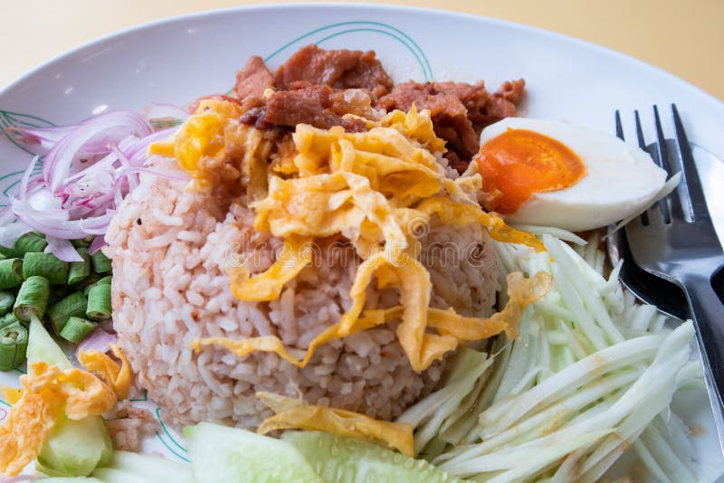 Khao Kluk Kapi, Thai Fried Rice with Fermented Shrimp Paste Stock Photo ...