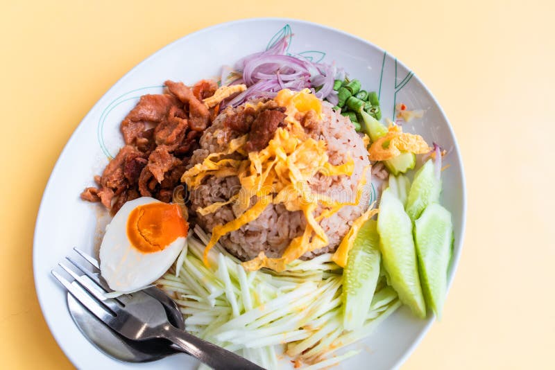 Khao Kluk Kapi, Thai Fried Rice with Fermented Shrimp Paste Stock Image ...