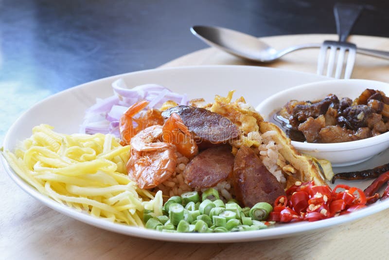 Khao Kluk Kapi, Thai Fried Rice with Fermented Shrimp Paste Stock Photo ...