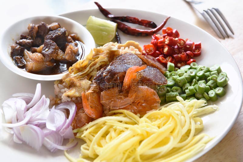 Khao Kluk Kapi or Thai Fried Rice with Shrimp Paste Stock Photo - Image ...