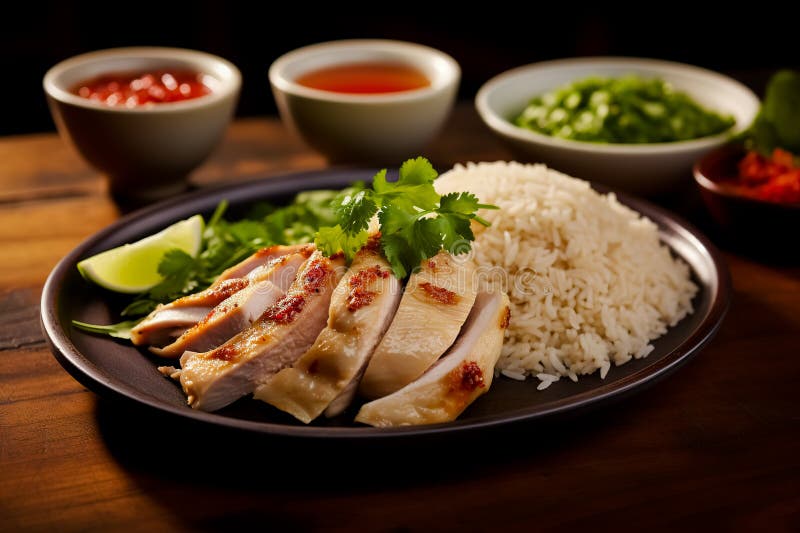 Khao Man Gai chicken rice stock illustration. Illustration of staple ...