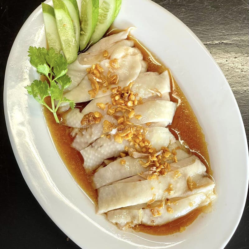 Khao Man Kai Grilled Chicken Rice Fried Chicken Stock Image - Image of ...