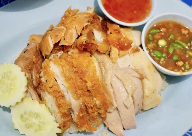 Khao Man Kai Grilled Chicken Rice Fried Chicken Rice1 Stock Photo ...