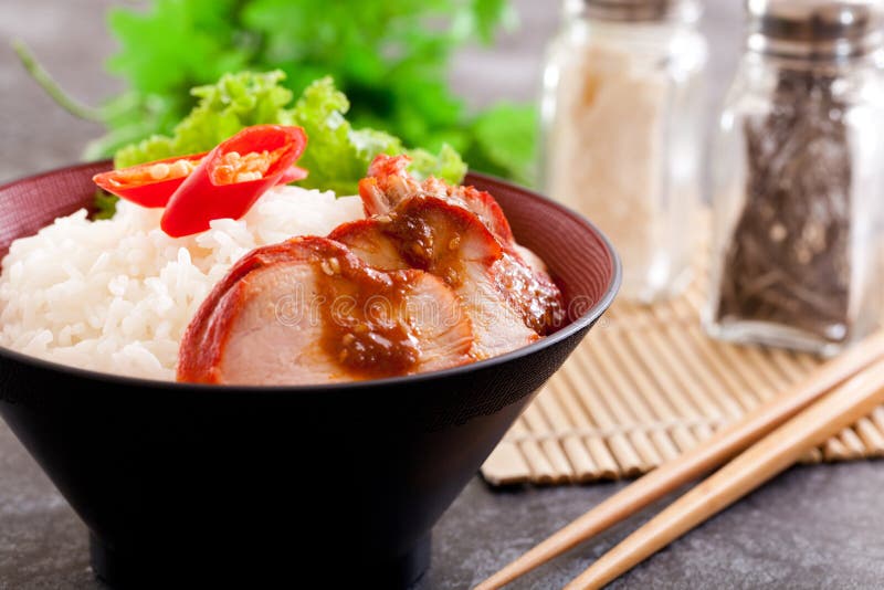 Khao Moo Daeng 库存图片. 图片 包括有 水稻, 食物, 汉语, 营养, 甜甜, 膳食, 泰国 - 115866731