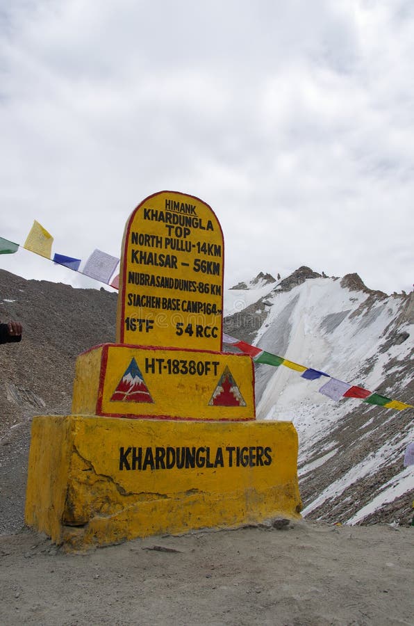 The Khardungla Pass between Leh and Diskit in Ladakh, India Editorial ...
