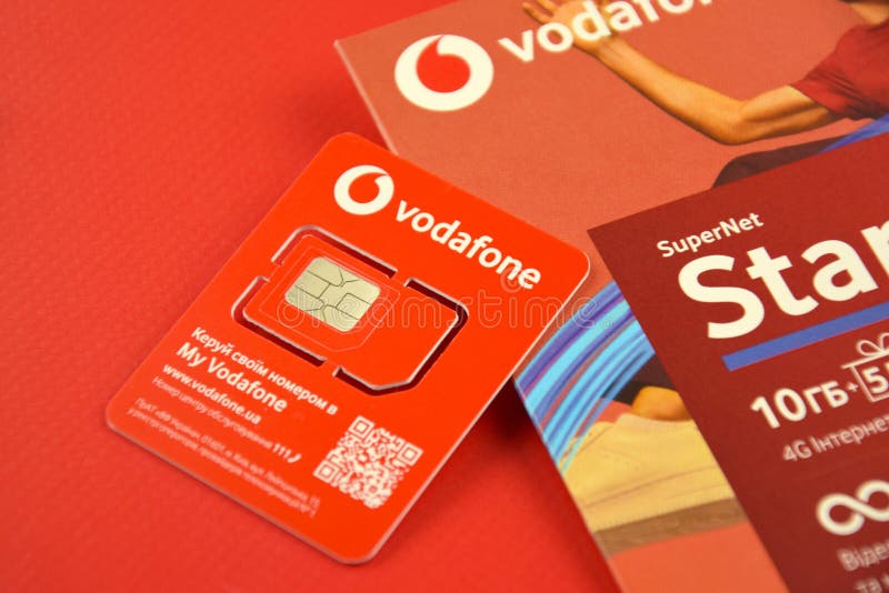 Vodafone Starter Pack on a Red Background. Editorial Image - Image of ...