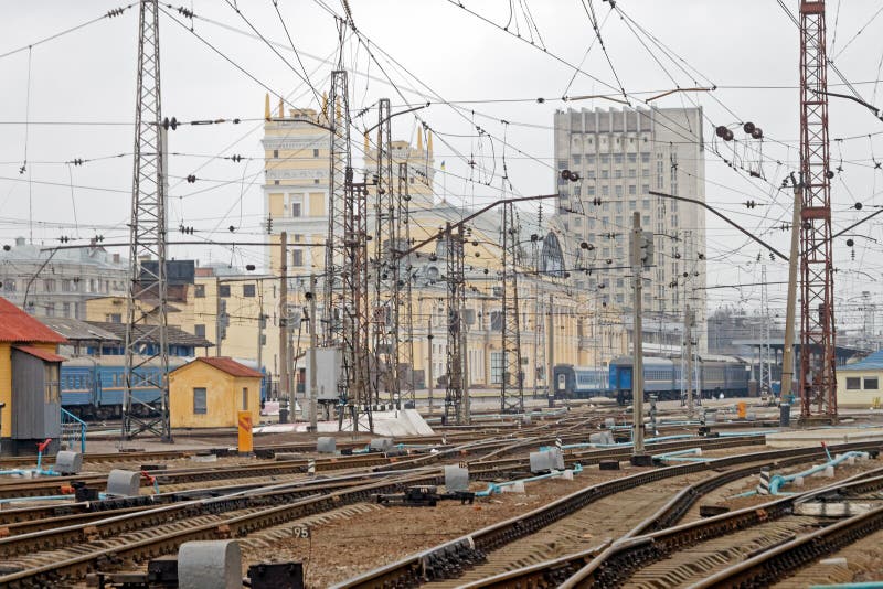 Railway Tracks at the Kharkiv Passenger Railway Station Editorial Image ...