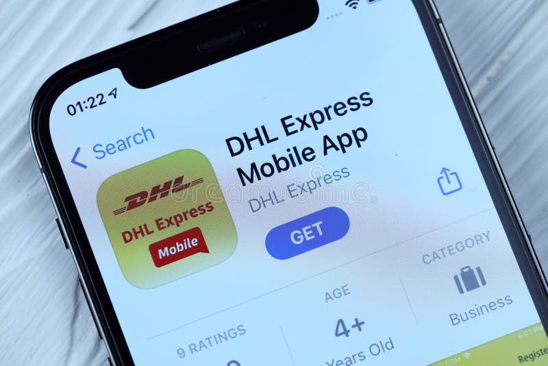 KHARKOV, UKRAINE - MARCH 5, 2021: DHL Icon and Application from App ...