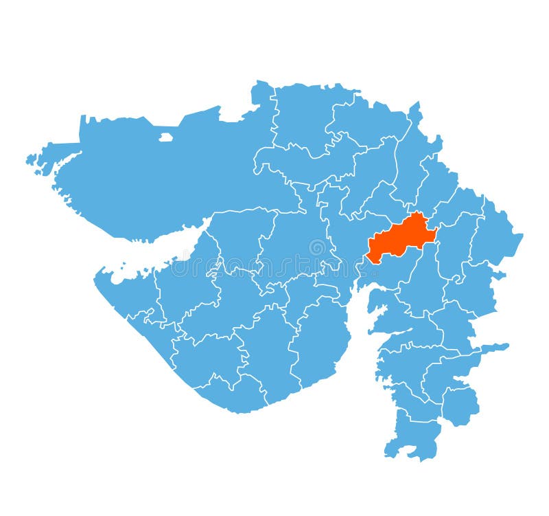 Kheda District Highlighted on Gujarat State Map, India Stock ...