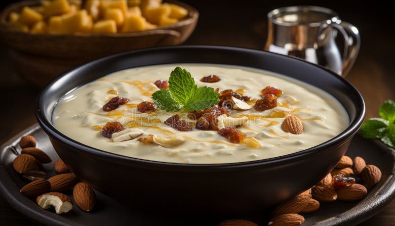 Kheer or Payasam in Black Bowl Generative AI Stock Illustration ...