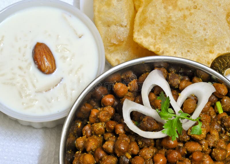 Kheer Puri and Chole stock image. Image of dish, garnish - 21687585