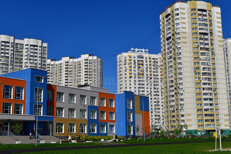 Khimki,Russia - May 10. 2018. Beautiful Middle School of General ...