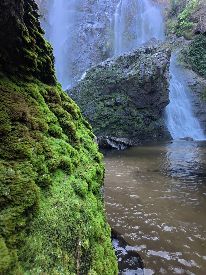 Khlonglan Waterfall with Moss in Rainforest Stock Photo - Image of ...
