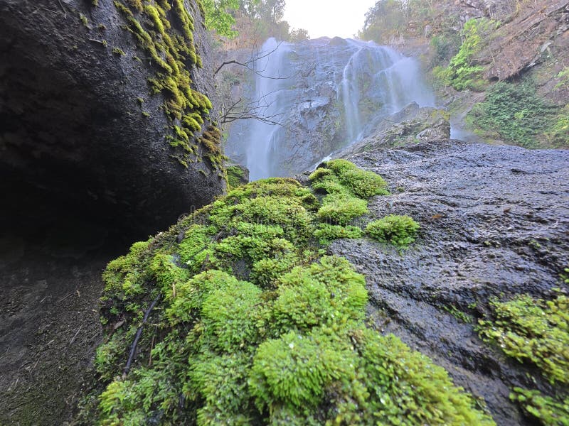 Khlonglan Waterfall with Moss in Rainforest Stock Image - Image of ...