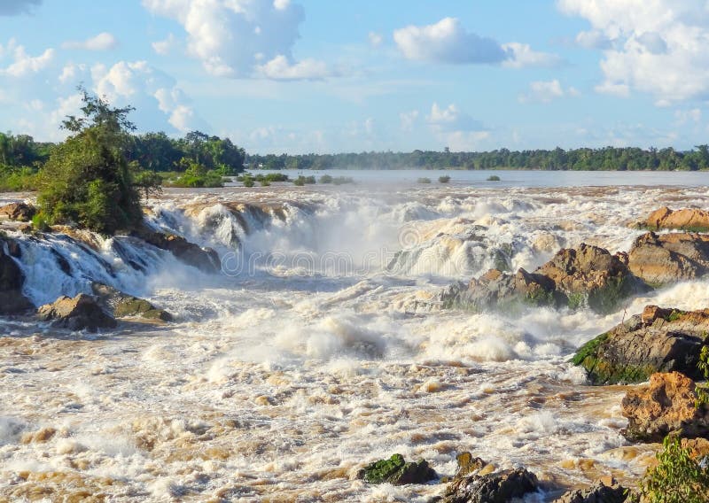 Khone Phapheng Falls on the Mekong River in Southern Laos Stock Image - Image of rock, fall ...