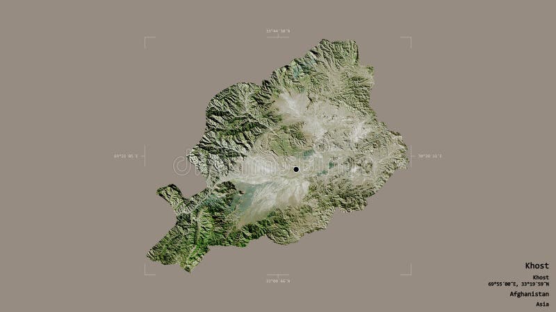 Khost, Afghanistan. High-res Satellite. Labelled Points of Cities Stock ...