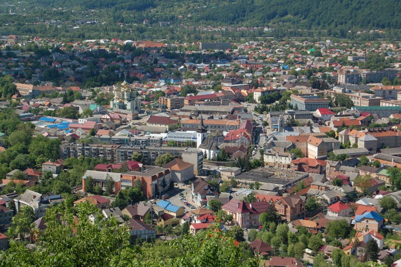 City Khust, Ukraine. Top View Stock Photo - Image of church, region ...