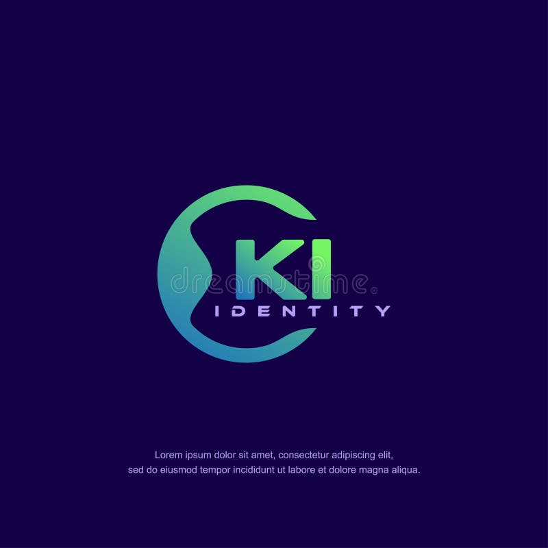 KI Initial Letter Circular Line Logo Template Vector with Gradient ...