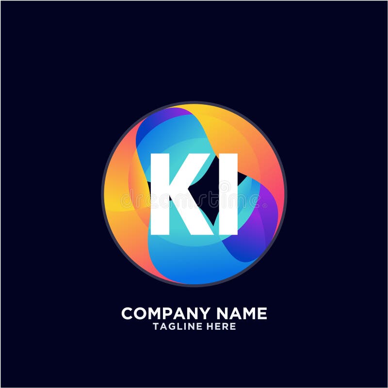 KI Initial Logo with Colorful Circle Template Vector Stock Vector ...