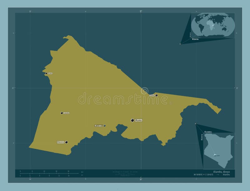 Kiambu, Kenya. Solid. Labelled Points of Cities Stock Illustration ...