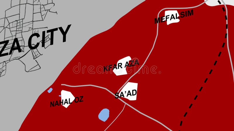 Kibbutz Kfar Aza October 7 Map Stock Video - Video of nahal, sderot ...