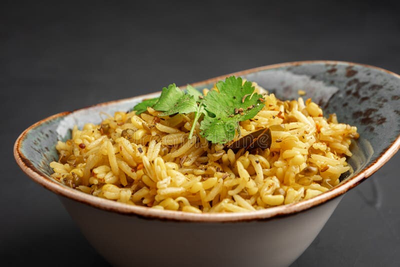 Kichari Decorated with Parsley Leaves Close-up Stock Image - Image of ...