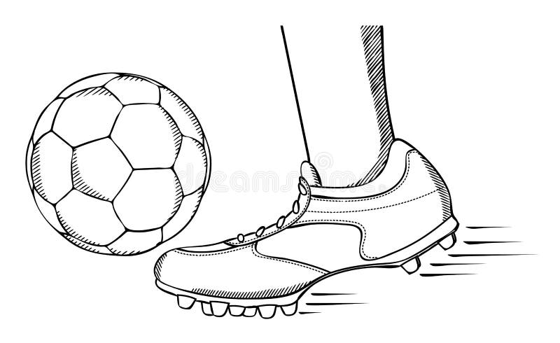 Kick on a ball the drawing stock illustration. Illustration of football ...