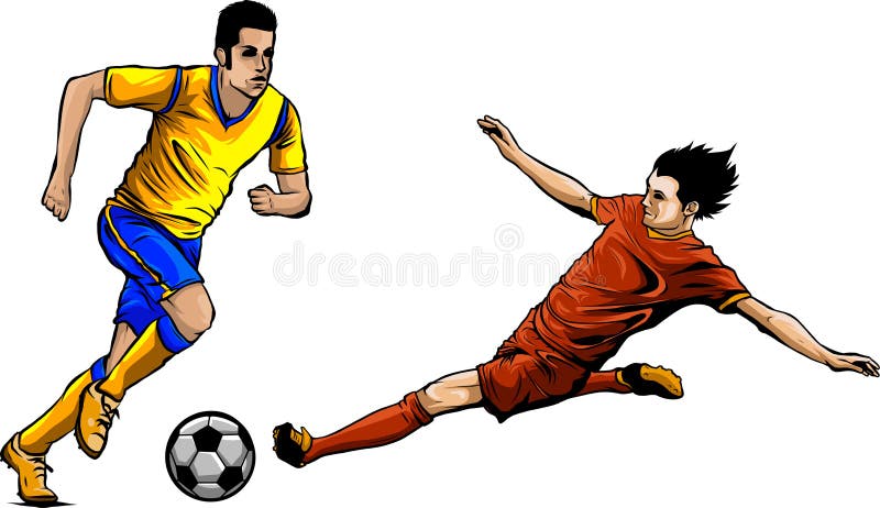 Kick the Ball Soccer Vector Illustration. Digital Hand Draw Design ...