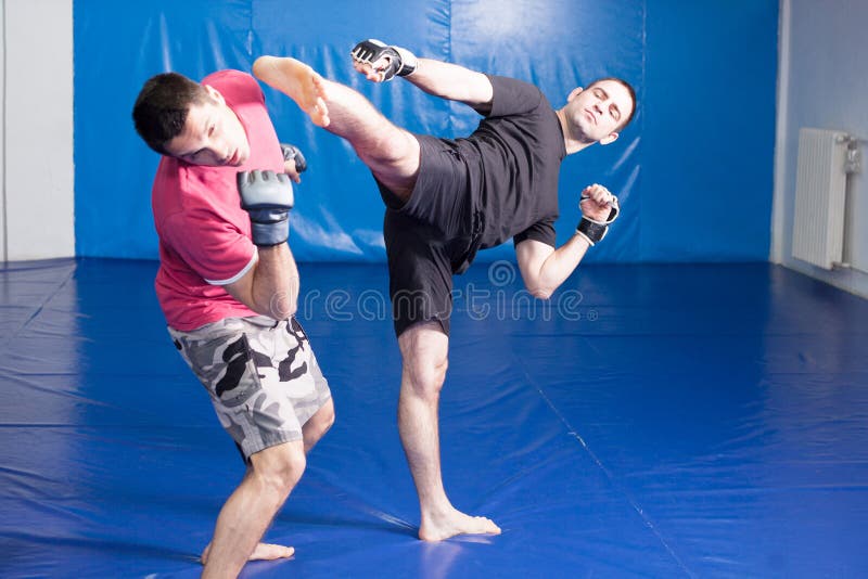 Kick in the Beard during Box Training Stock Photo - Image of indoor ...