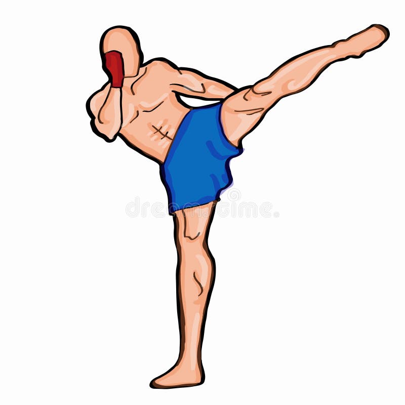 Kick Box Drawing Illustration White Background Stock Vector ...