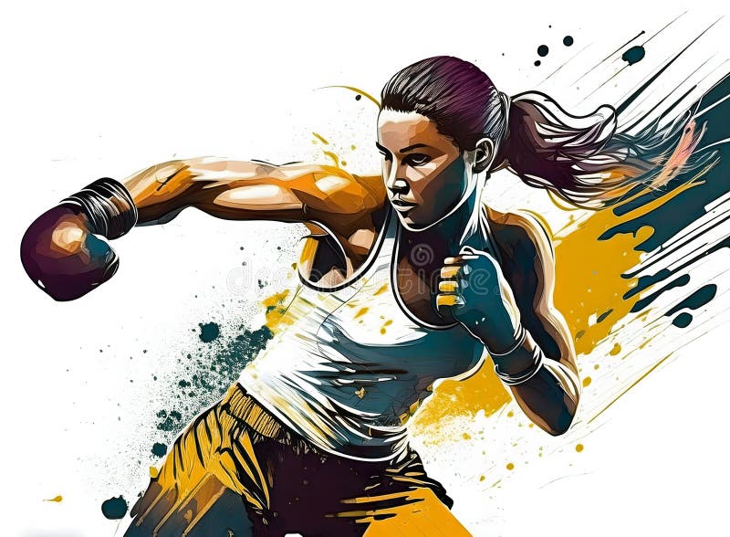 Kick Boxer Athlete, Striking and Shadow Boxing Fighter for Action. AI ...