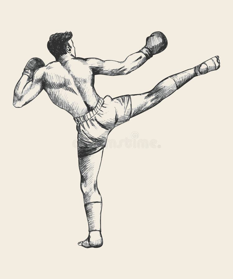 Kick Boxer Knocking Out Boxer Stock Vector - Illustration of fight ...