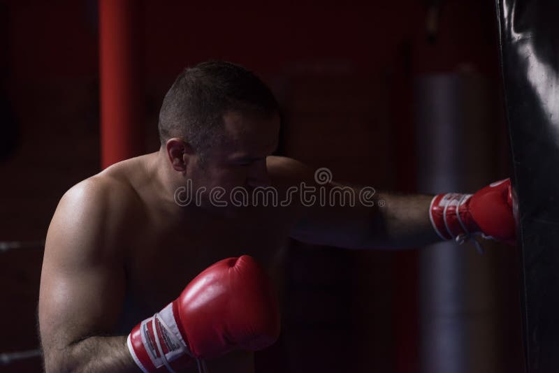 Muscular Kick Boxer or Muay Thai Fighter Punching. Kickboxing Fighter ...