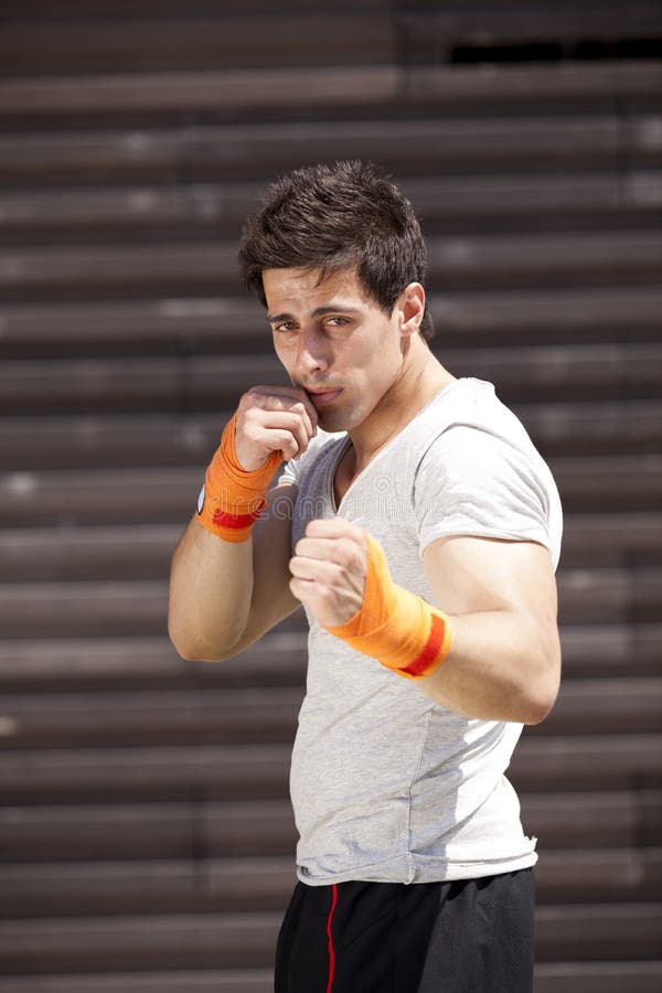 Kick boxing athlete stock photo. Image of male, defend - 20691852