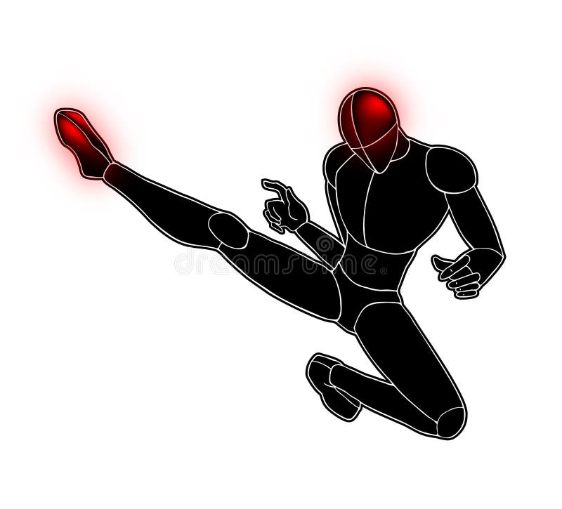 Kick fighter illustration stock vector. Illustration of design - 125428485
