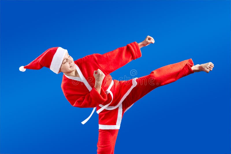 Kick Leg is Beating the Athlete Dressed As Santa Claus Stock Image ...