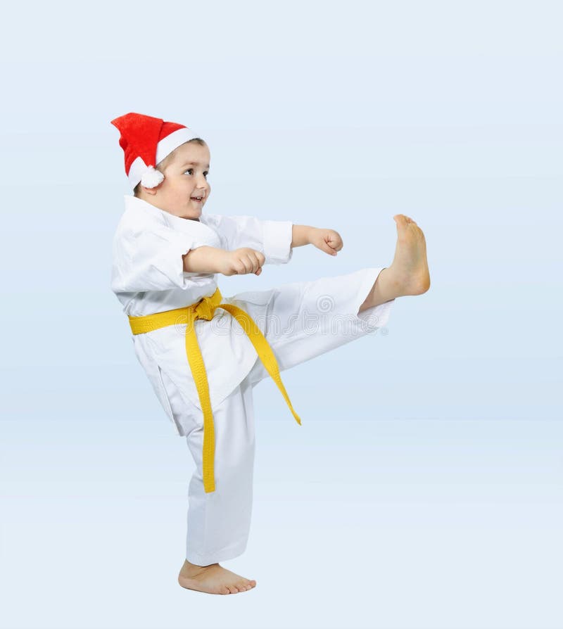 Kick Leg Beats Athlete in Karategi Stock Photo - Image of happiness ...