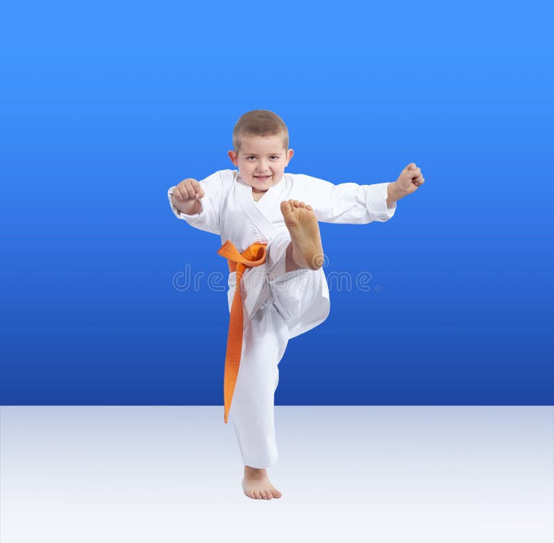 Kick Leg Athlete is Training Stock Image - Image of karategi, kung ...